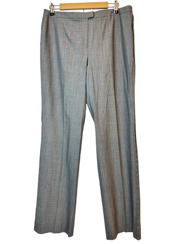 Escada Dress Pants Women's 44 US Large Gray Wool Silk Blend Side Stripe ...