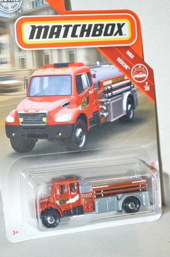 die cast 2018 Matchbox Freightliner M2 Fire tanker truck MBX Rescue 7/ ...