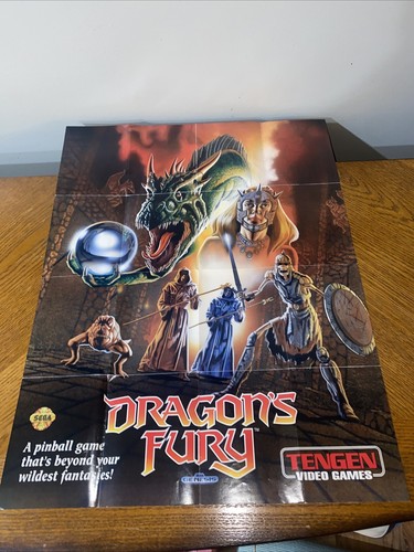 Dragon's Fury Tengen Sega Genesis Poster Insert 2-sided 1991 22"x17" | eBay