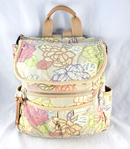 FOSSIL FLORAL Canvas Zip Mini Small Backpack Bag Purse | eBay