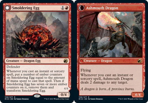 1 x Smoldering Egg // Ashmouth Dragon - Foil - Innistrad: Midnight Hunt ...