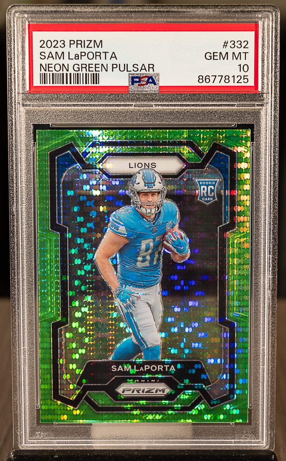 Sam LaPorta 2023 Prizm #332 Neon Green Pulsar PSA 10 Price Guide ...