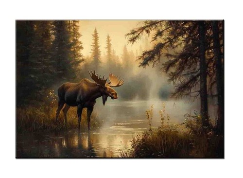 Moose Oil Painting,Moose Prints,Wildlife Wall Art Decor, Rustic Cabin ...