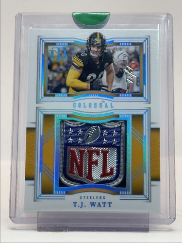 T.J. WATT 2023 NATIONAL TREASURES COLOSSAL NFL SHIELD PATCH SSP 1/1 ...