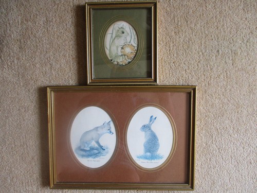 2 gilt framed wildlife pictures Eric Tenney Fox/Hare &Sheila Mannes ...