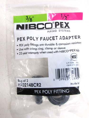 NIBCO-PEX 3/8" - 1/2" PEX POLY FAUCET ADAPTER, PX02148CR2 / 2 PACK | eBay