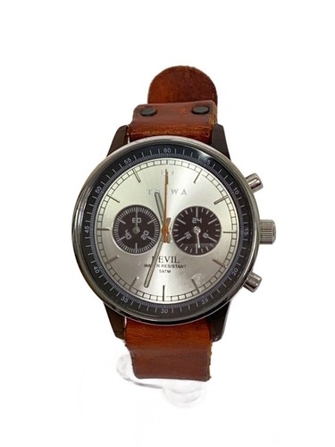 TRIWA NEVIL Chronograph Quartz Analog Watch Silver Case Leather Strap ...