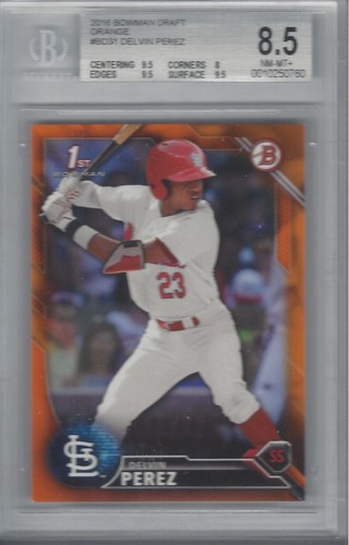 DELVIN PEREZ 2016 BOWMAN DRAFT BASEBALL ORANGE 19/25 #BD-31 NM-MT BGS 8 ...
