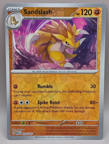 Reverse Holo Sandslash 028/165 Uncommon Scarlet and Violet 151 Pokemon ...
