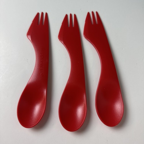 Tupperware All In One Eating Utensil 3 N 1 Spoon Knife Fork Spork Red ...