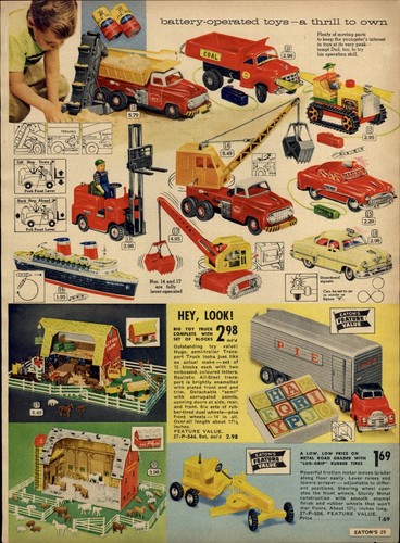 1956 PAPER AD COLOR Battery Operated Toy Truck Tractor Train Meccano ...