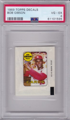 1969 Topps Decals #12 BOB GIBSON (HOF) PSA 4 VG/EX St. Louis CARDINALS ...