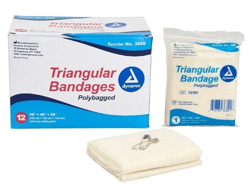 Dynarex 3680 Triangular Bandage, Cotton, 40Inx56in, 12/BX 2 BOXES ...