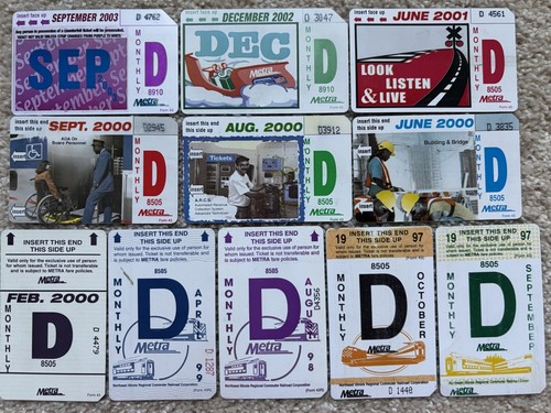 Rare Metra Electric Monthly Train Tickets Chicago Various Months 1997 ...