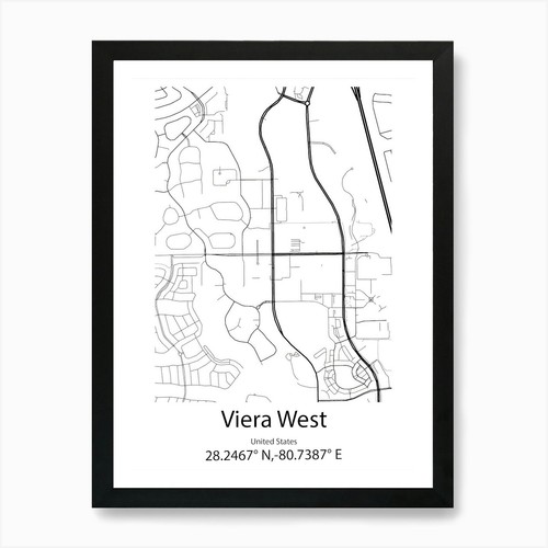 Viera West,United States Minimalist Framed Wall Art Poster Canvas Print ...
