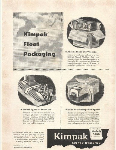 1946 Kimpak Creped Wadding Advertisement Neenah, Wisconsin | eBay