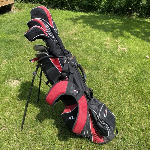 Golf lefty men's set TOP FLITE XL 12 clubs red black stand bag 6 div ...