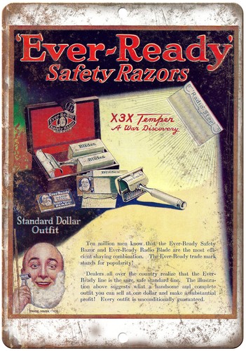 Ever Ready Safety Razors Radio Blade Ad 12" x 9" Reproduction Metal ...