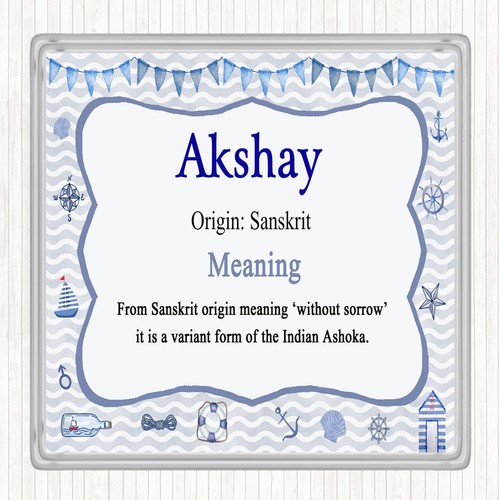 Akshay Name Meaning Drinks Mat Coaster Nautical | eBay UK