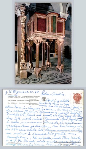 Postcard of Terracina Cathedral XII Century Pulpit with Written Message ...