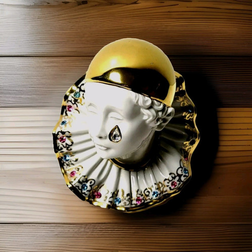 RG Oggetti Limoges Clown Harlequin Porcelain Bust Swarovski Crystal ...