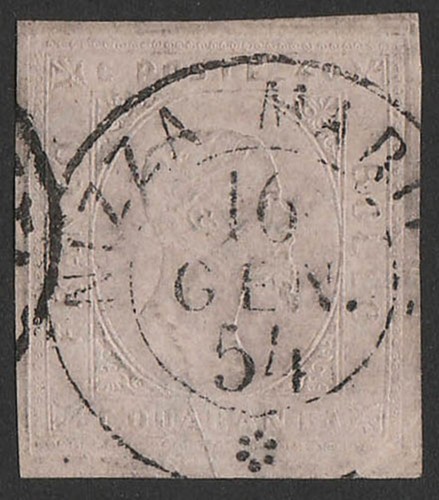 ITALY Sardinia 1853 King Embossed 40c on coloured paper. cat €1600 ...