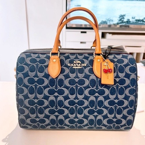 NWT Coach Rowan Large Satchel Bag In Signature Denim CY699 Fast ...