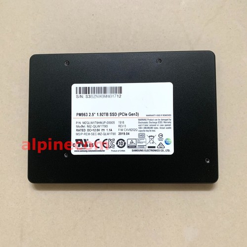 Samsung SSD 1.92TB PM963 2.5 NVMe PCIe 3.0 Gen3 x4 MZQLW1T9HMJP-00005 ...