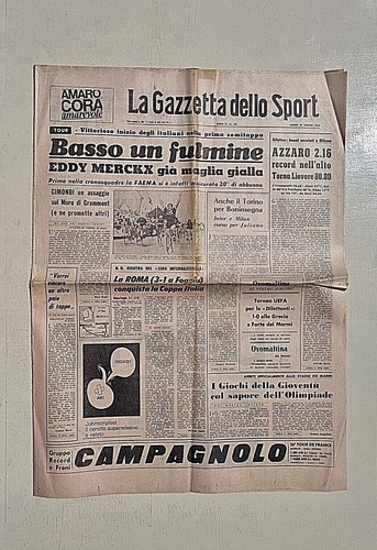 Gazzetta Dello Sport June 30 1969 Roma Wins Coppa Italia 3-1 Foggia | eBay