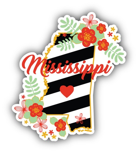 Mississippi USA State Map Floral Vinyl Sticker Car Bumper Decal | eBay