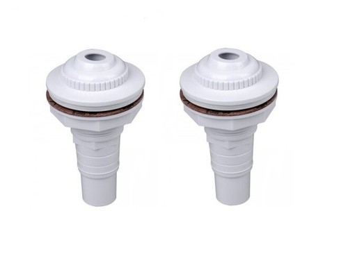 2x Above Ground Pool White Complete Return Inlet Jet Fitting w/Gasket ...
