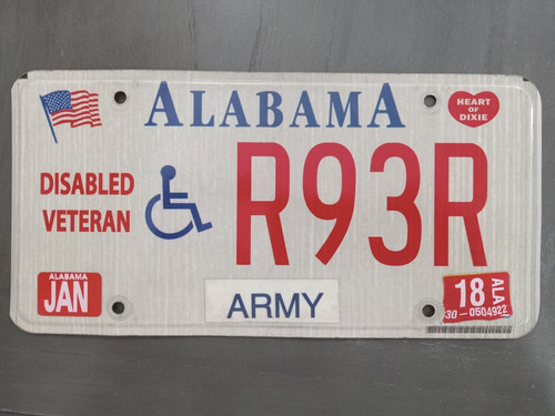 Alabama Disabled Veteran license plate ARMY | eBay