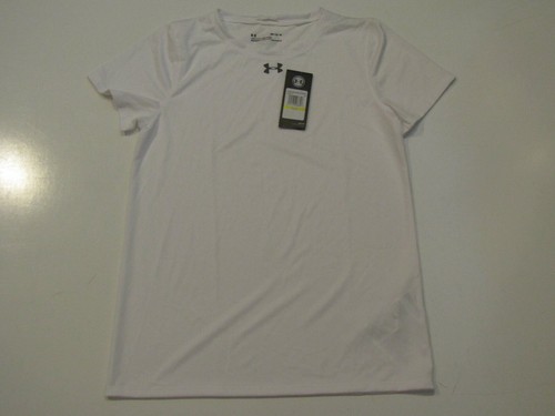 UNDER ARMOUR Womens Tee Shirt S/S Locker Style Loose Fit Heatgear White ...