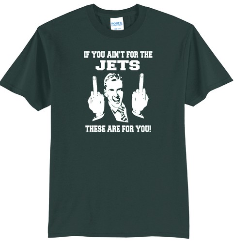 JETS FLIP THE BIRD HARDCORE FOOTBALL FAN MIDDLE FINGER GREEN T-SHIRT ...