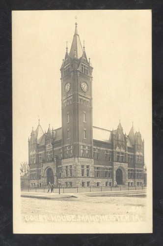 RPPC MANCHESTER IOWA COUNTY COURT HOUSE KRUXO VINTAGE REAL PHOTO ...