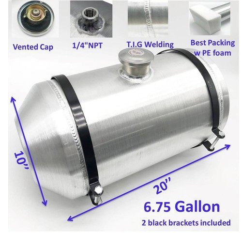 6.75 Gallons Center Fill Aluminum Fuel Gas Tank w/ Accessories, 1/4 NPT ...