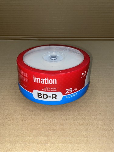 25pk Imation BD-R Inkjet Printable 25GB 4x Recordable Discs Blue-Ray ...