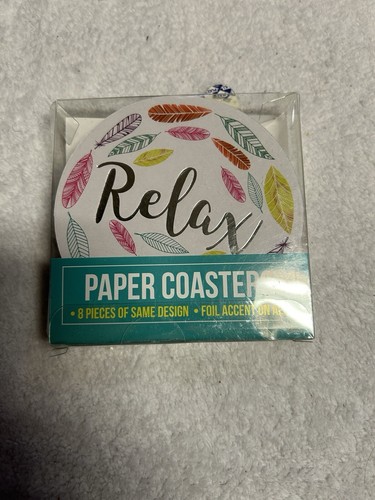 Relax Round Paper Coasters NIB Set/8 Cute :) | eBay