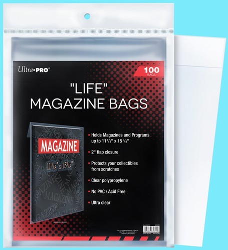 100 ULTRA PRO LIFE MAGAZINE SIZE Storage BAGS New 11-1/8" x 15-1/8 ...