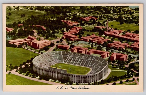 Vintage LSU Tiger Stadium Postcard Aerial View Baton Rouge LA Curt ...