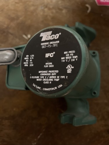 Taco 007-F5 Cast Iron Circulator, 1/25 HP 687752187311| eBay