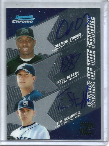 Delmon Young-Kyle Sleeth-Tim Stauffer 2004 Bowman Chrome Triple ...