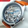 Mens Flywheel Bridge Movement Automatic Mechanical Watch Silver Blue ...