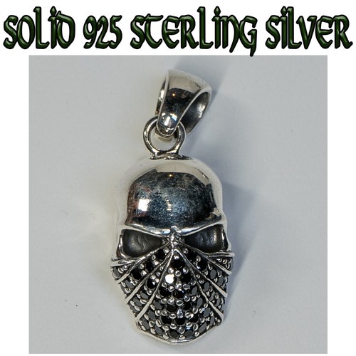 Bandit Mask Skull Bling Pendant 925 silver Balaclava Biker Gothic ...