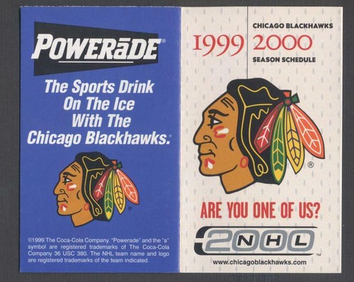 1999-2000 Chicago Blackhawks NHL Hockey Pocket Schedule Powerade | eBay