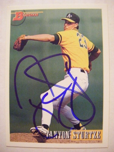 TANYON STURTZE signed A's YANKEES 1993 Bowman baseball card AUTO CUBS ...