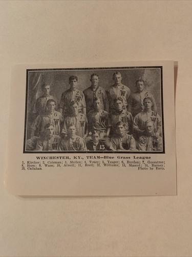Winchester Hustlers KY Charlie Mullen Fred Toney 1910 Baseball Team ...