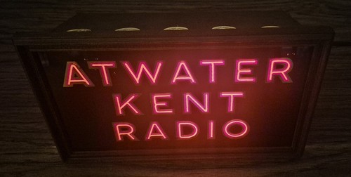 ANTIQUE ATWATER KENT RADIO REVERSE PAINTED GLASS LIGHTED ADVERTISING ...