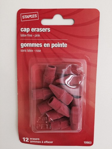 Staples Pencil Cap Erasers Brand New Package of 12 Latex Free Lot of 5 ...