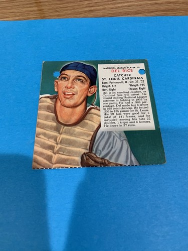 1954 Red Man Tobacco Card No Tab Del Rice #9 St. Louis Cardinals | eBay